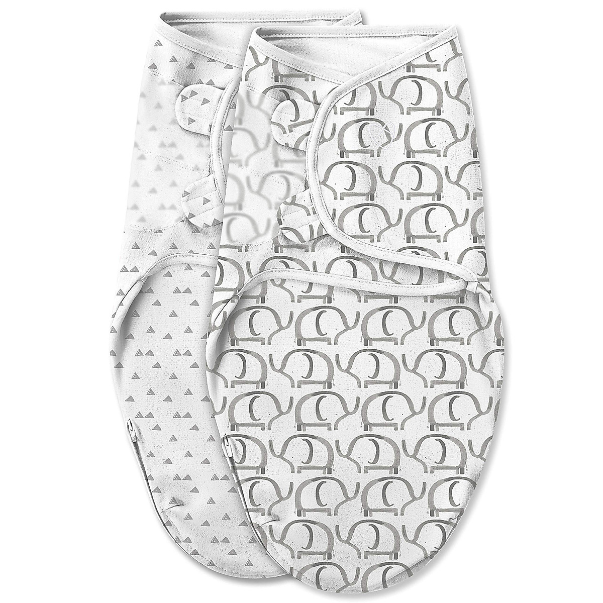 SwaddleMe Luxe Easy Change Swaddle, Ellie Elephant/Triangle Grey, Small/Medium (0-3 Months)