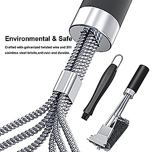AJIJING Grill Brush and Scraper,2 Pack BBQ Grill Cleaning Brush 18" Stainless Steel Wire Bristle BBQ Grill Cleaner Brush Scraper Accessories for Gas Grill Weber Charcoal Porcelain Ceramic Iron Grill