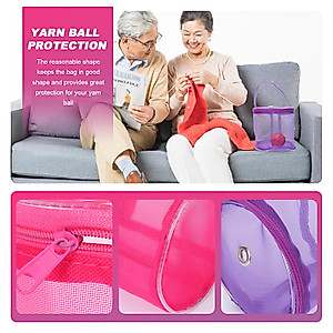 VILLCASE 2Pcs Wool Storage Bag Yarn Ball Holder Yarn Storage Yarn Thread Holder Yarn Ball Dispenser mesh Knitting Bag Multipurpose Tool Portable Yarn Bags Purple to Weave Nylon Handbag