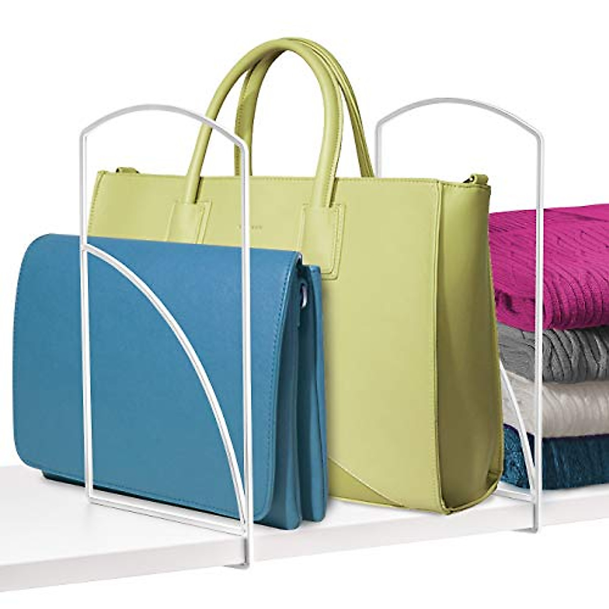 Lynk® Tall White Shelf Dividers - Linen Closet Organizers and Storage - Linen Storage - Closet Organization - Towel Organizer for Closet (Set of 2)