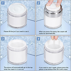 UMETASS 3 Pack 1 oz Airless Pump Jar, Refillable Cream Jar Vacuum Bottle Travel Size Empty Container for Cream and Lotion