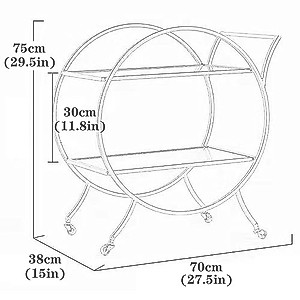 VLOBAOM 2-Tier Round Bar Serving Cart with Mirror Glass Shelves, Golden Dining Car Trolley, Standing Shelf Units, Flower Stand Display Rack,27''Dx15''Wx29''H,Gold
