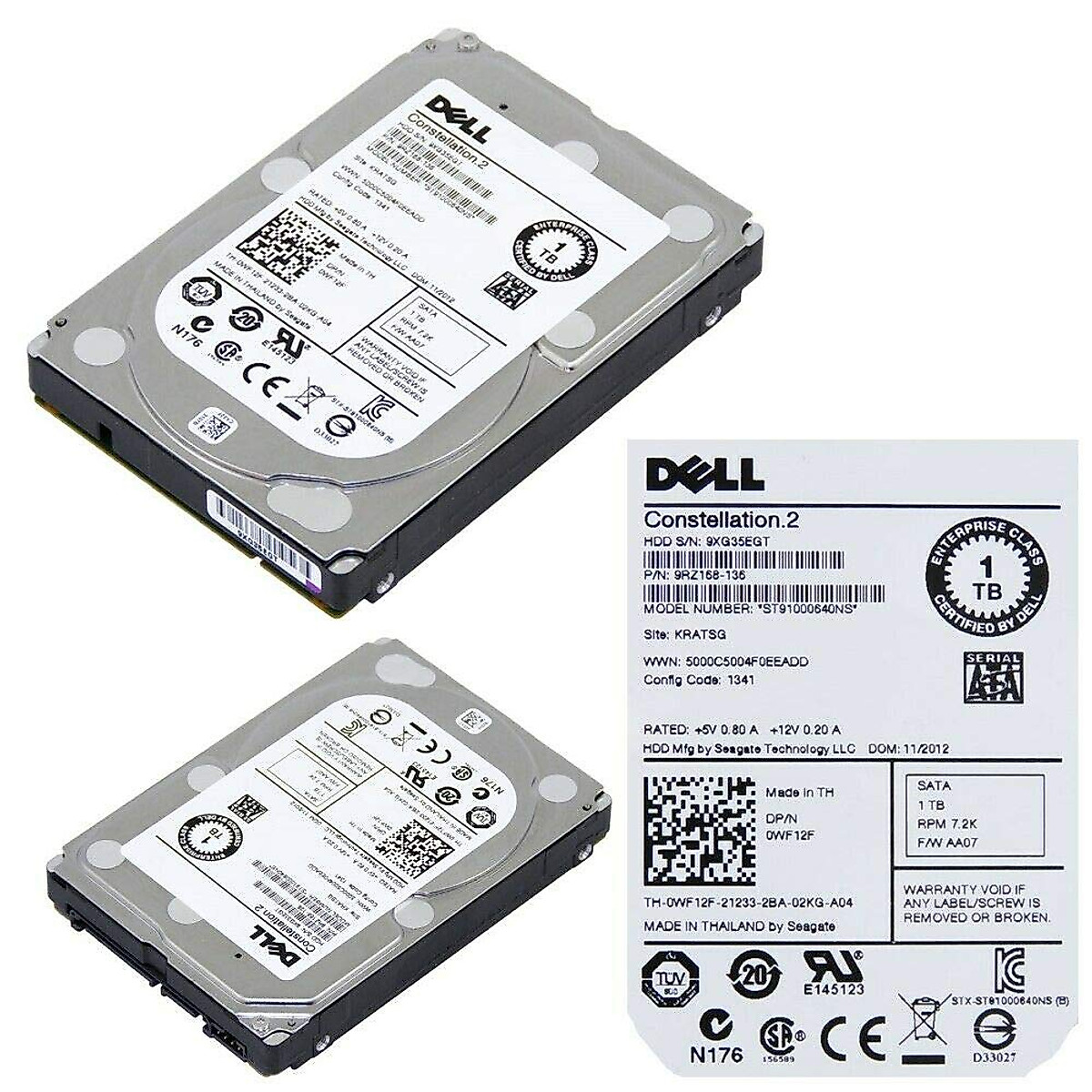 Dell WF12F 1tb 7.2k 2.5" Sata 6gbps Hard Drive Module w/ R Series tray