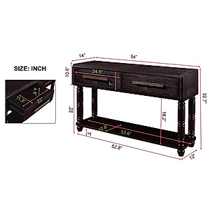 INMOZATA Farmhouse Entryway Table wiith Storage Wood Console Table with Power Outlets 54 inch Narrow Long Sofa Tables with USB Ports for Living Room, Couch, Hallway, Foyer,Distressed Black