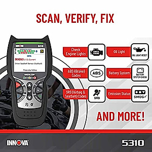 INNOVA 5310 - OBD2 Scanner Diagnostic Tool - Read/Erase ABS/SRS Codes, Reset Oil Light, Live Data, Battery/Alternator Test