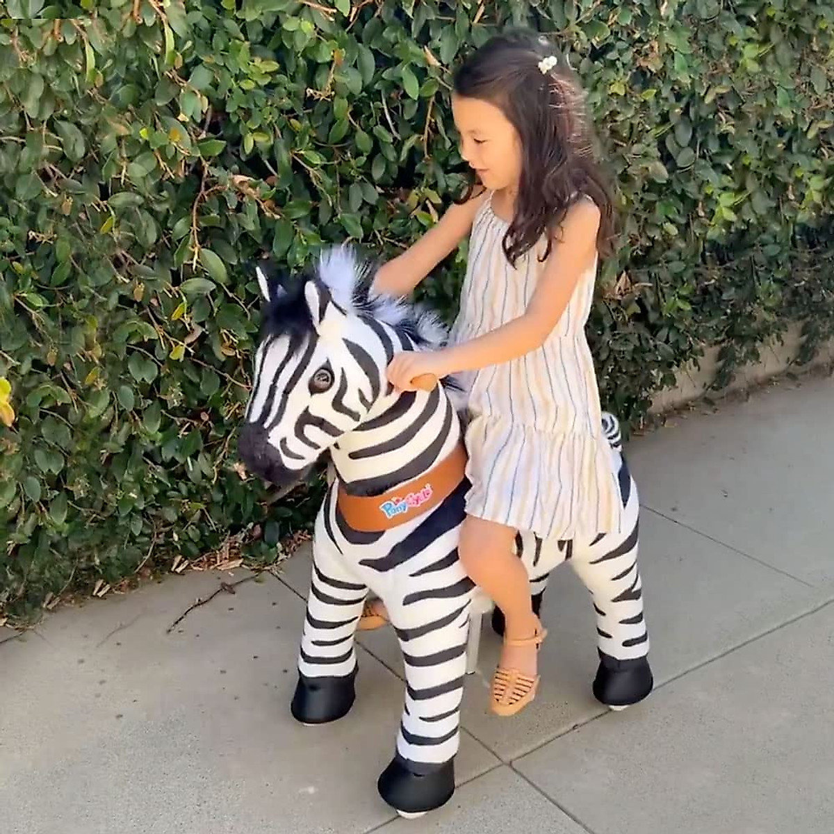 PonyCycle Zebra Kids Ride on Toys Kids Scooters Classic Model U (with Brake/ 36" Height/Size 4 for Age 4-8) Pony Cycle Ride on Zebra Plush Toy Stuffed Animal Toy Model Ux468