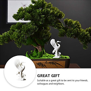Crane Garden Statues Ceramic Crane Figurine Miniature Standing Crane Sculptures Bird Art for Centerpieces Bonsai Table Decor