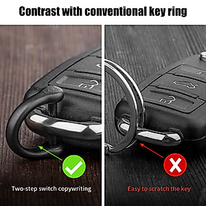 TISUR Key Ring with Screw Shackle，Black Key Rings Heavy Duty keyrings for Keys,DIY Key Fob D Rings Keychain 2pcs (1/2'', Black/Titanium)