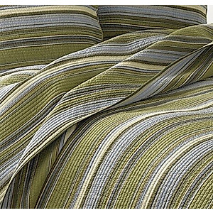 Stone Cottage Fresno Collection Quilt Set-100% Cotton, Reversible, Medium Weight Bedding with Matching Shams, Queen, Green