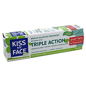 Kiss My Face Toothpaste Triple Action Cool Mint Gel 4.5 Ounce (133ml) (3 Pack)