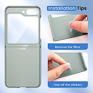 Ruky for Galaxy Z Flip 5 Phone Case, Built-in Back Screen Protector, Hard PC Ultra Slim Anti-Scratches Shockproof Wireless Charging Phone Case for Samsung Galaxy Z Flip 5, Mint Green