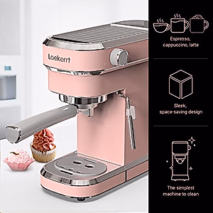 Laekerrt Espresso Machine 20 Bar Espresso Maker CMEP01 with Milk Frother Steam Wand, Professional Expresso Machine for Cappuccino and Latte (Pink) Gift for Coffee Lovers, Girl Friend, Daughter, Mom