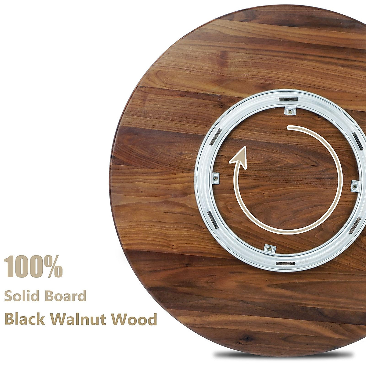 MAGIGO 27 Inches Black Walnut Wood Lazy Susan Organizer, Solid Wooden Round Turntable, Rotating Tray for Table Top/Counter Top