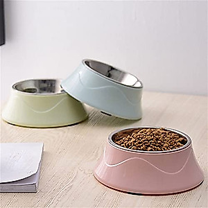 FUUIE Bowls for Food and Water Stainless Steel Pet Bowl Plastic Flower Dog Bowl Cat Food Double Water Bowl Feeder Puppy Pet Supplies (Color : Blue)