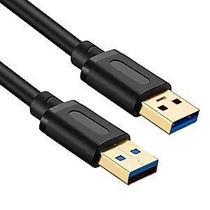 Jelly Tang USB 3.0 A to A Male Cable 6Ft,USB to USB Cable USB Male to Male Cable USB Cord with Gold-Plated Connector for Hard Drive Enclosures, DVD Player, Laptop Cooler (6Ft/1.8M)
