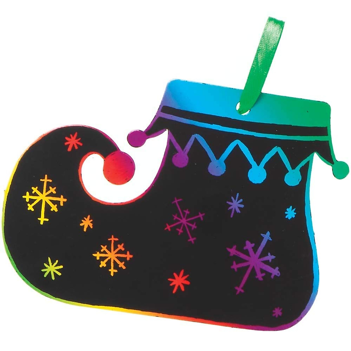 Baker Ross AX395 Christmas Elf Scratch Art - Pack of 10, Magic Scratch Art and Craft Kits for Kids Xmas Eve Activities