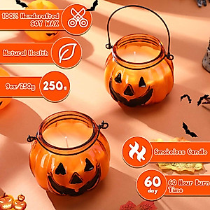Conelist 2 Pcs Soy Wax Candles Pumpkin Spice Candle 9oz Pumpkin Shaped Candles Halloween Candles Fall Farmhouse Candle Scented Candles for Home Decoration Halloween Party