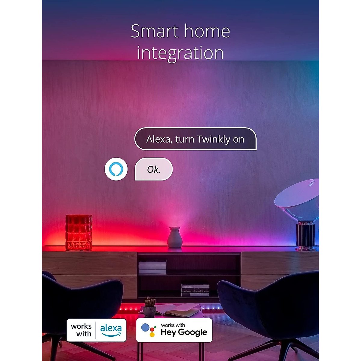 Twinkly Line Extension Kit 5ft, Magnetic and Adhesive Multicolor LED Strip, Pair It with Line Starter Kit, Compatible with Alexa, and Google Home, 16 M+ Colors, App Mapping, Black Wire