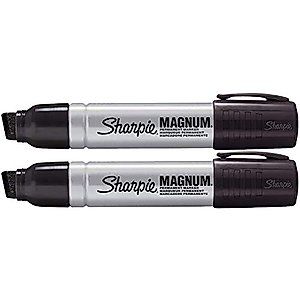Sharpie 44001 Oversized Chisel Tip Extra Wide Magnum Permanent Marker (2 Pack), Black, Sturdy Extra-wide Felt Chisel Tip, Quick-drying Ink is Fade-and Water-Resistant