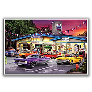Route 66 Decor - Mother Road Vintage Car Posters Picture Canvas Printing Wall Art Home Bedroom Living Room Office Wall Decor Gifts for Men (route 66 poster,12x18inch-unframed)