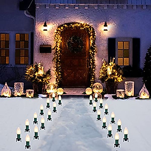 Joiedomi 30.75ft 24 Warm White Christmas C9 Pathway Marker String Lights with Stakes for Holiday Time Outside Yard Garden Decor, Christmas Decor ,Christmas Party, Holiday Decor, Walkway
