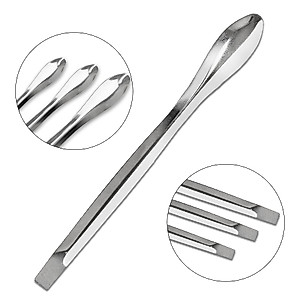 Piutouyar 15 Pcs 3 in 1 Lab Spoon Micro Lab Spatula Stainless Steel Lab Scoop for Reagent Sampling, Mixing, Measuring 105/125/140mm for a Set
