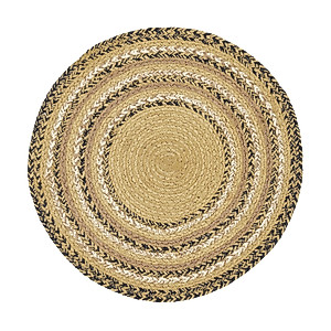 VHC Brands Kettle Grove Table Mat- Pot Holder- Woven Jute Trivet, 15" Round, Stencil Star
