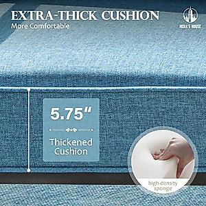 HERA'S HOUSE Patio Furniture Sofa, All-Weather Outdoor 3 Seats Couch, Outdoor Patio Couch with Deep Seating and Olefin Cushions for Lawn Garden Backyard, Navy Blue