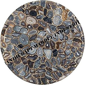 Natural Agate Stone Round 42" x 42" Inch Dining Table Top, Grey Agate Stone Round Coffee Table Top, Agate Gemstone, Customized Agate Stone Table Top, Piece Of Conversation, Family Heir Loom