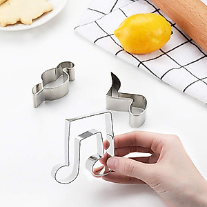 Music Notes Cookie Cutters Set - 8pcs Music Note Fondant Mold Musical Instruments Mold Guitar Cake Toppers Rock Cupcake Topper for Kids Birthday Musician Party Baby Shower Party