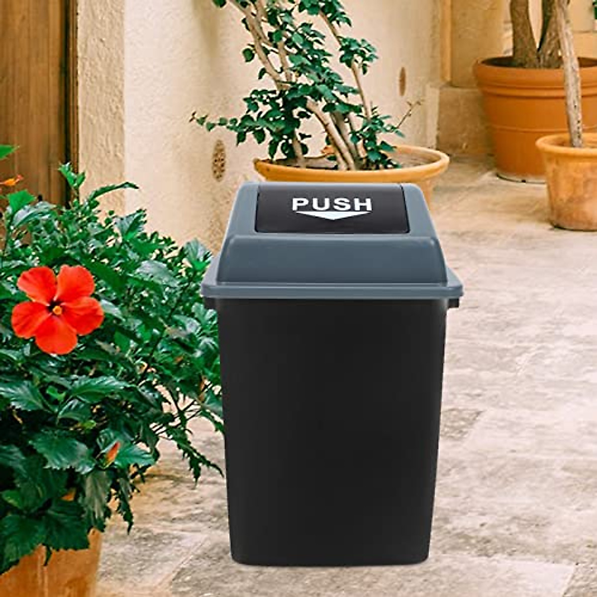 Zerodeko Trash Bin Heavy Duty Swing Set Trash Can Lid Garbage Can Lid Waste Container Lid Recycling Swing Lid Replacement for Home Outdoor Trash Can 20L Grey Garbage Pail Sink Accessories