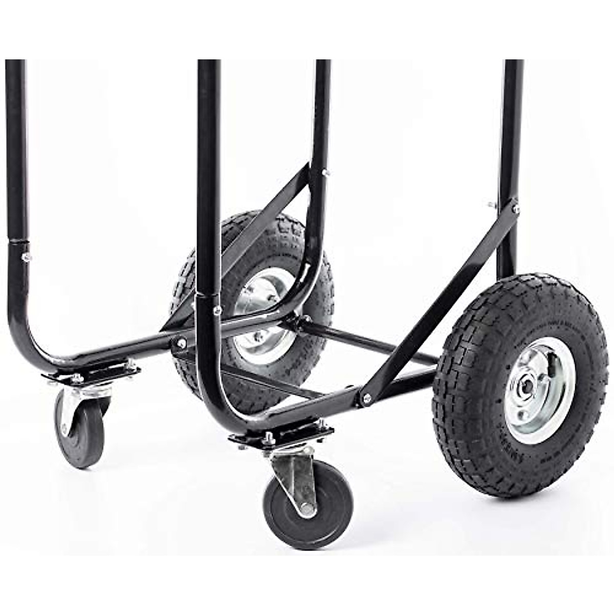 Gardenised Black Firewood Rack Outdoor Indoor, Heavy Duty Firewood Carrier with Front Wheels Wood Fireplace Tool Rack, Rolling Storage Cart Cover Included