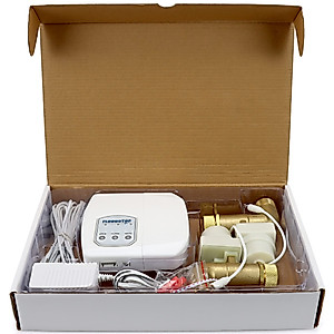 FloodStop Washing Machine Leak Detector Kit with Automatic Water Shut-Off and Visual/Audible Alarms, 3/4" 90deg, Hot & Cold Valves