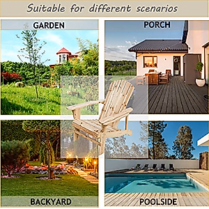 LOKATSE HOME Outdoor Wooden Adirondack Chairs Natural for Yard, Patio, Garden, Lawn