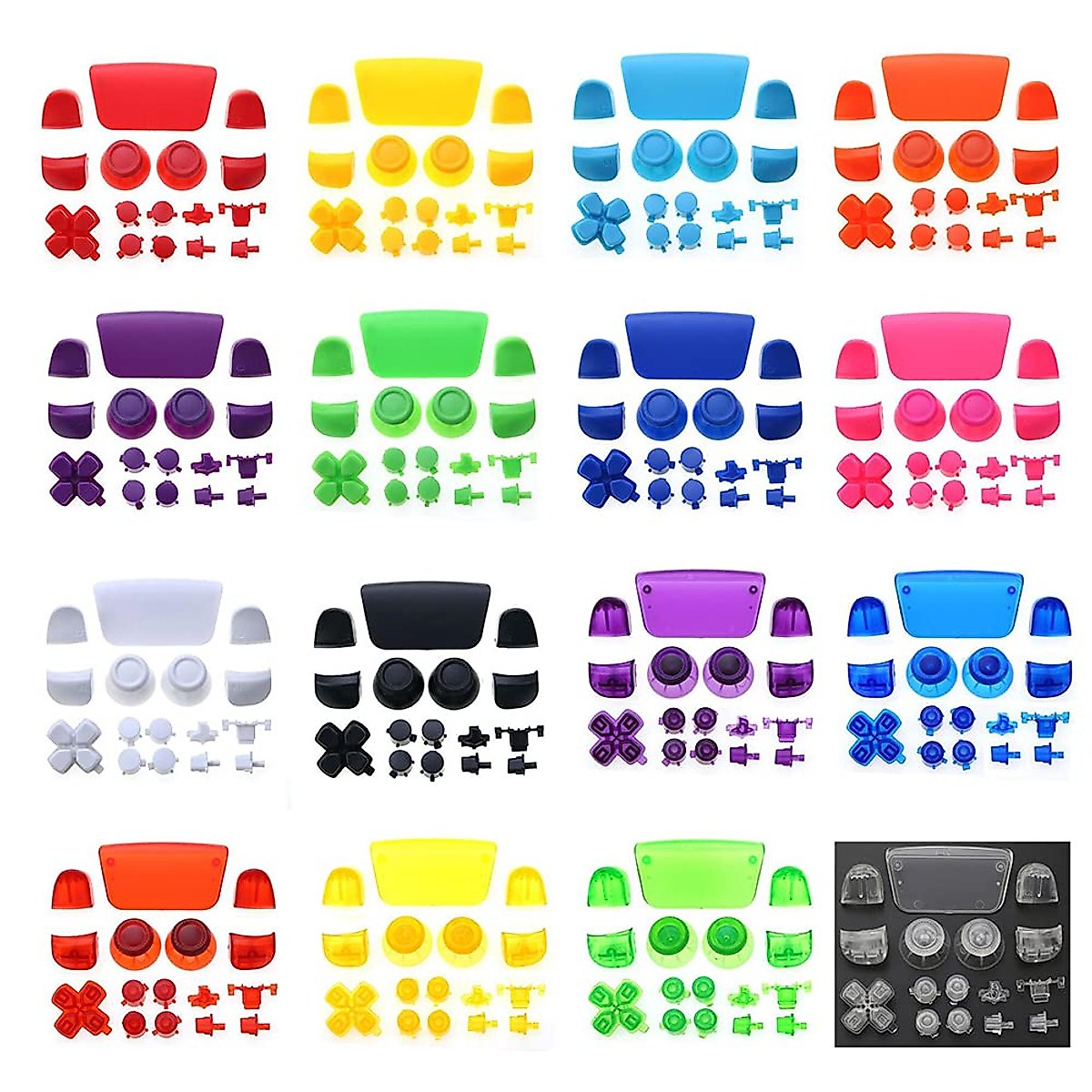 Full Buttons Set for PS5 Joysticks Dpad R1 L1 R2 L2 Direction Key ABXY Buttons Trigger Button Cap Cover for Sony Playstion 5 PS5 BDM-010 Game Console (Black)