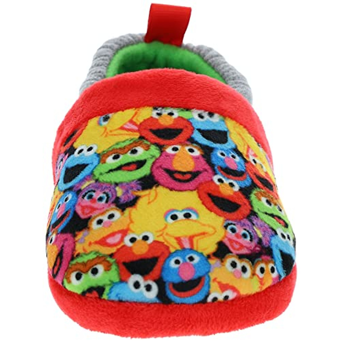 Sesame Street Toddler Slippers, Allover Character Print, Red/Grey, Size 9/10