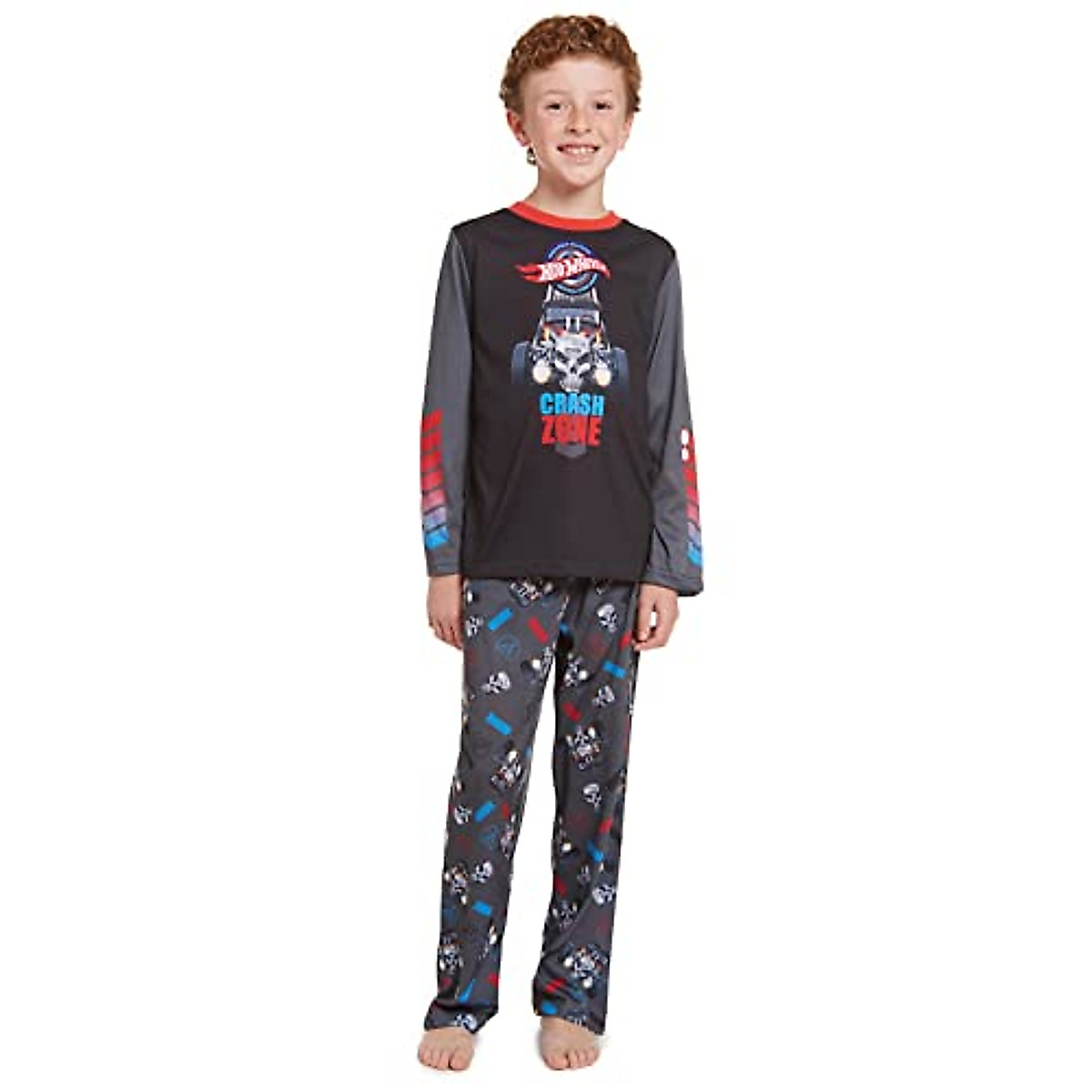Hot Wheels Big Boys Pajama Shirt and Pants Sleep Set Black / Gray 10-12