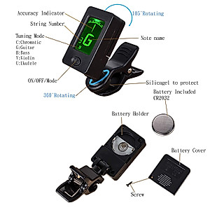 JYsun Classical Guitar Strings Nylon Black 3 Full Sets and 1pc Guitar Tuner 1pc Guitar Restringing Tool 1pc Guitar Capo 1pc Cleaning Cloth for Musical Instrument