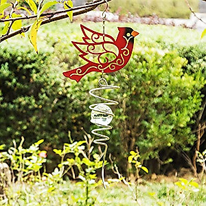 18" Wind Spinner Outdoor Hanging Metal Figurine Spinner for Garden Décor Ornament Lawn Yard Patio,Cardinal
