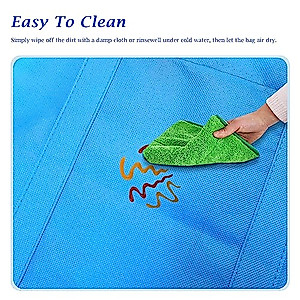 Swotiva Reusable Grocery Bags 10 Pack, Eco-Friendly Tote Bags with Reinforced Handle and Removable Bottom, 15"x13"x10" Large Washable Non-woven Shopping Bags for Groceries Gift Parties, Blue