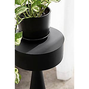 Kate and Laurel Solbrett Modern Sculptural Drink Table with Unique Round Design and Weighted Base for Stability, 10x10x22, Black