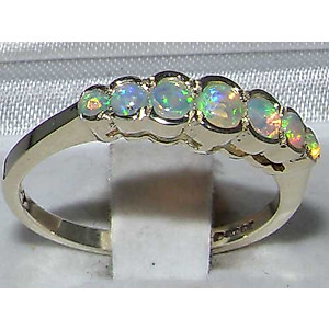LetsBuyGold 925 Sterling Silver Natural Opal Womens Anniversary Ring - Size 7.25