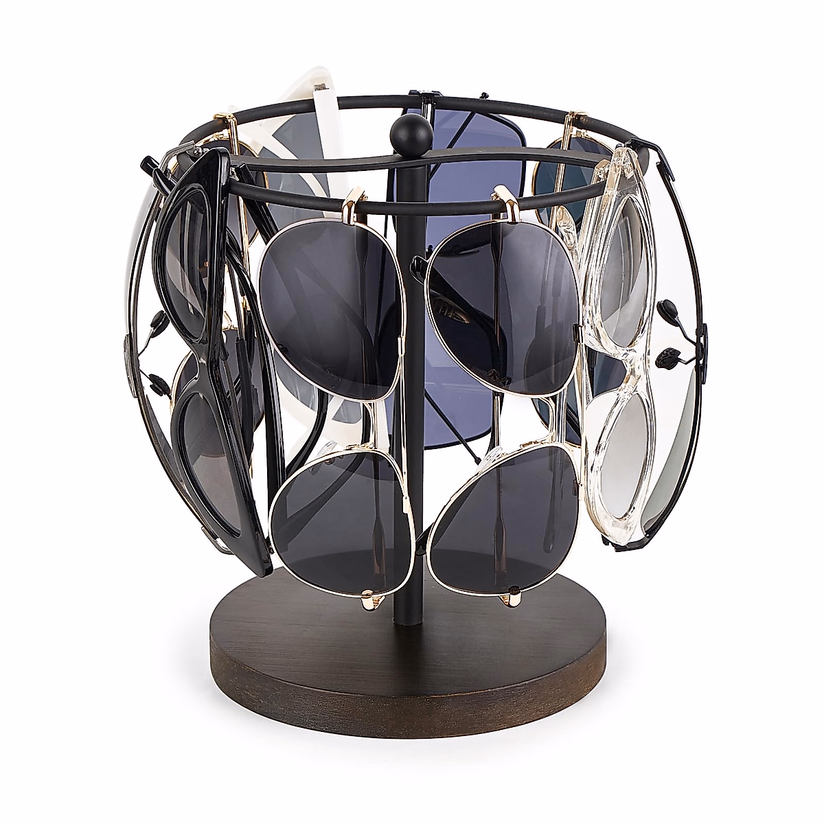 Mkono Sunglasses Organizer Glasses Holder Stand Sunglass Storage Display Eyeglasses Rack for up to 12 Pairs of Eyewear Glasses for Table Dresser Desk Countertop Bedroom, Set of 1, Black