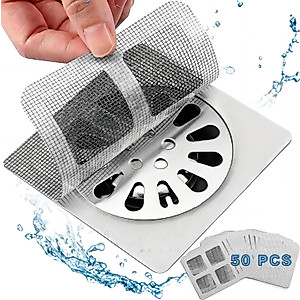 50Pack Disposable Shower Drain Hair Catcher,4" X 4" Square Drain Cover Suit for Bathroom,Bathtub,Kitchen Sink