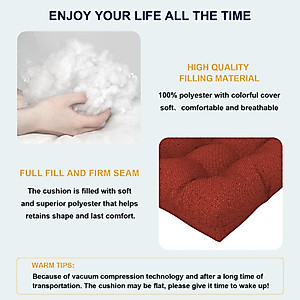 DYTXIII Pack of 2 Rocking Chair Cushion Set with Seat & Back,Water Repellent Patio Tufted High Back Seat Cushions with Ties for Indoor Outdoor Porch Rocker(21"x17"Back,17"x17"seat,Brick Red)