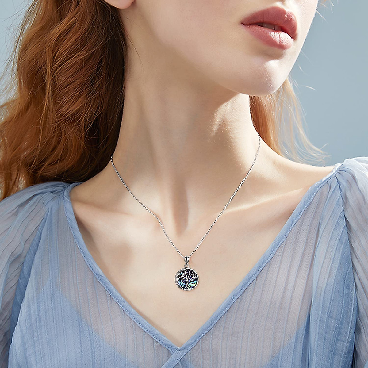 URONE Urn Necklaces for Ashes 925 Sterling Silver Abalone Shell Tree of Life Cremation Jewelry for Ashes Memory Jewelry for Women Men