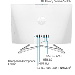 HP 2022 Newest All-in-One Desktop, 21.5" FHD Display, Intel Celeron J4025 Processor, 4GB RAM, 128GB PCIe SSD, Webcam, WiFi, HDMI, RJ-45, Wired Keyboard&Mouse, Windows 11 Home, White