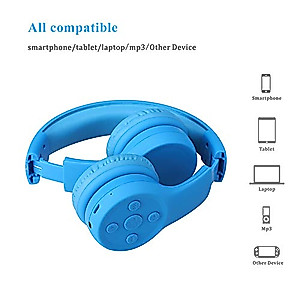 YUSONIC Bluetooth Headphones for Toddler, Toddler Wireless Headphones for Baby Kids with Sharing Port, Kids Headphones with Mic for Boys Girls Travel ipad Amazon fire Cellphone (Blue 2)