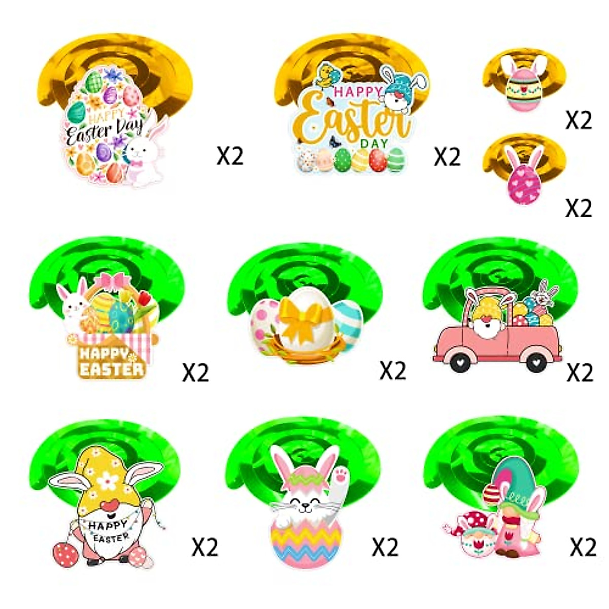 36 Pcs Easter Decorations Hanging Swirls, NO-DIY Easter Party Decorations, Easter Party Supplies Whirls Glitter Foil Ceiling Swirls, Easter Hanging Decorations