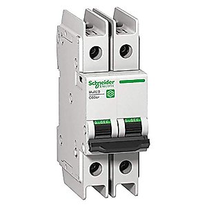 SCHNEIDER ELECTRIC M9F43203 Thermal Magnetic Circuit Breaker, D Curve, Multi 9 C60BP Series, 3 A, 2 Pole, 440 V, DIN Rail
